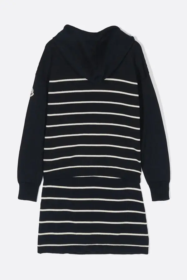Moncler Striped Knit Logo Hoodie Skirt Set