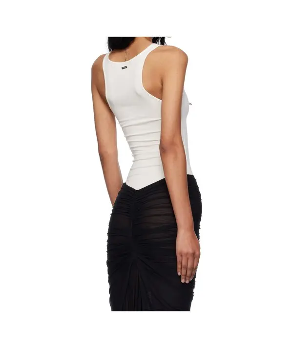MUGLER Scoop-neck Embellished Bodysuit - Black