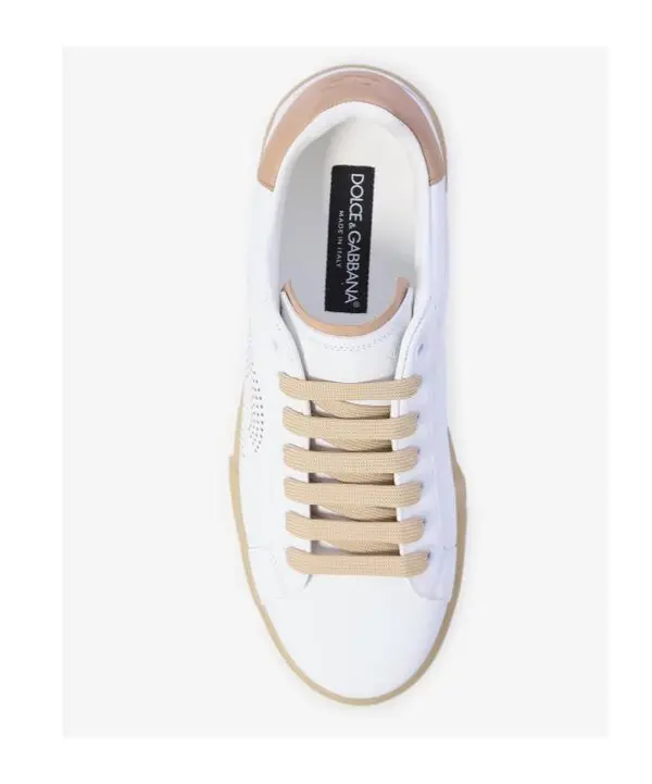 Dolce & Gabbana Dg Logo Perforated Leather Sneakers - White