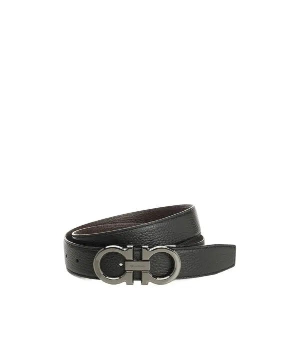 FERRAGAMO Gancini Buckle Reversible Belt - Black