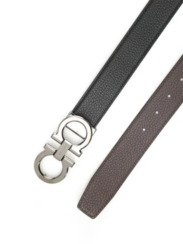 FERRAGAMO Gancini Buckle Reversible Belt - Black
