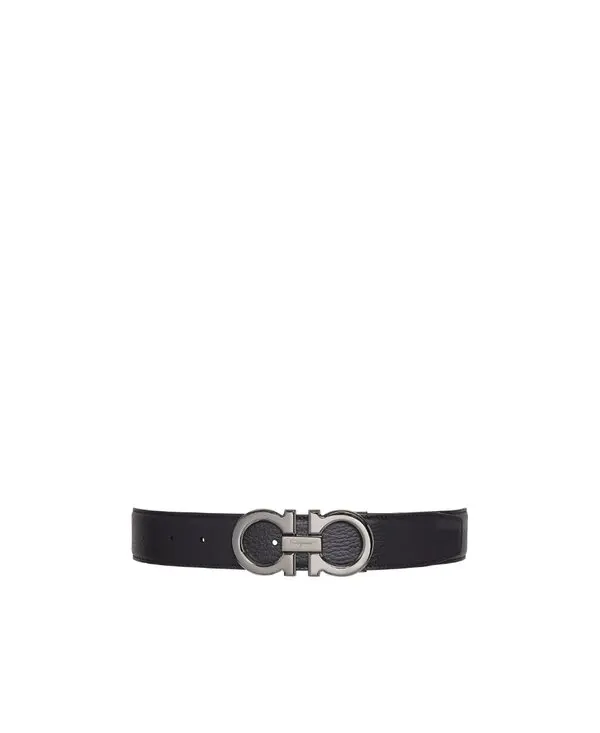 FERRAGAMO Gancini Buckle Reversible Belt - Black