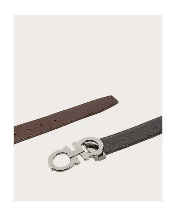 FERRAGAMO Gancini Buckle Reversible Belt - Black
