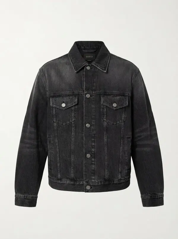 Gucci Washed Certified Cotton Denim Jacket - Dark Gray