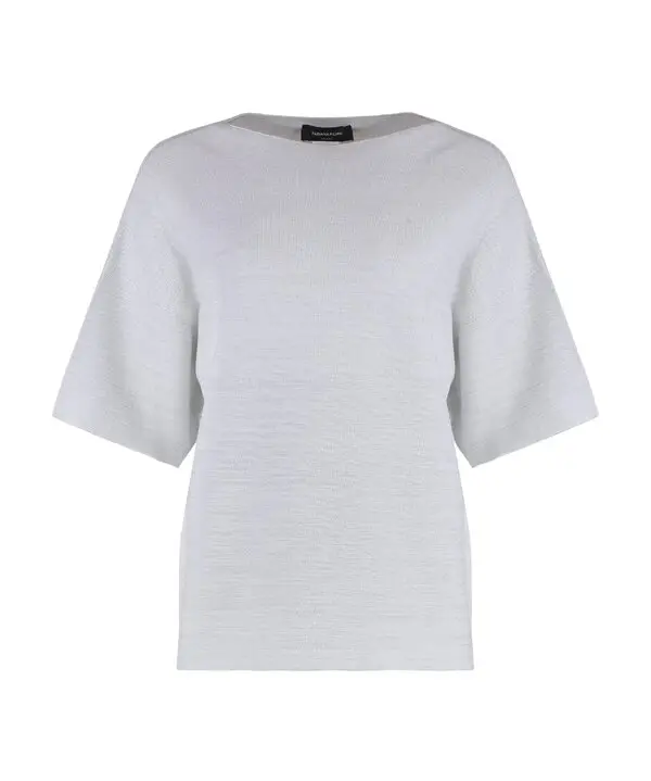 Fabiana Filippi Short Sleeve Boatneck Jumper - Light Gray