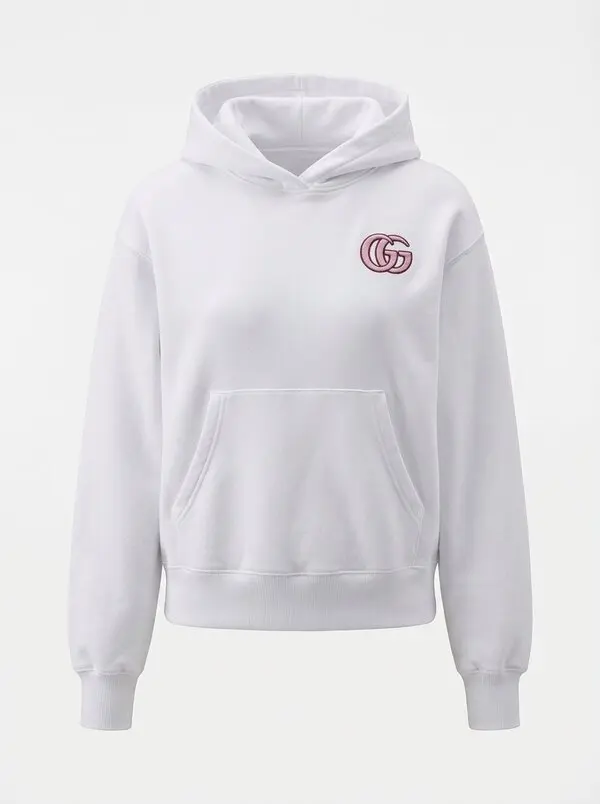 Gucci Logo Embroidered Hoodie - White