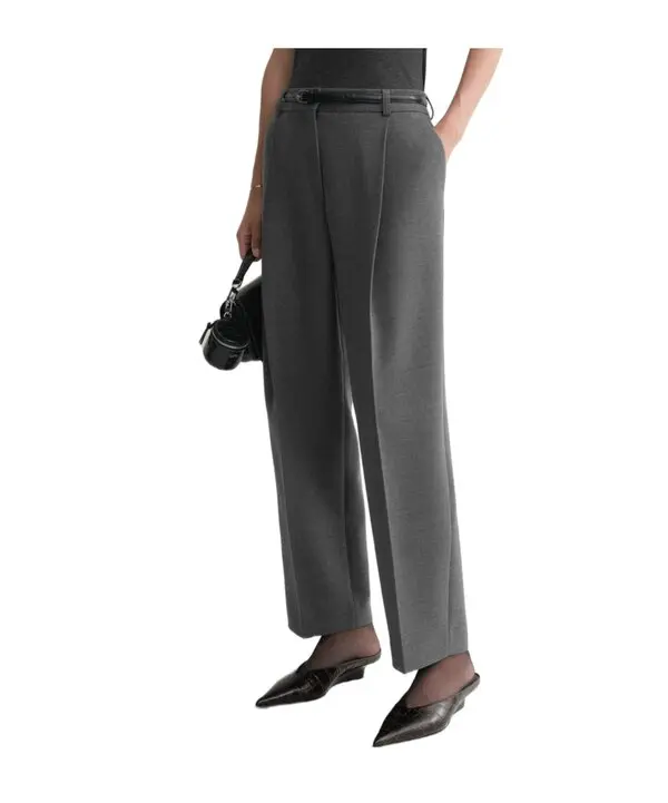 TOTEME High Waisted Tapered-leg Trousers - Mixed Gray