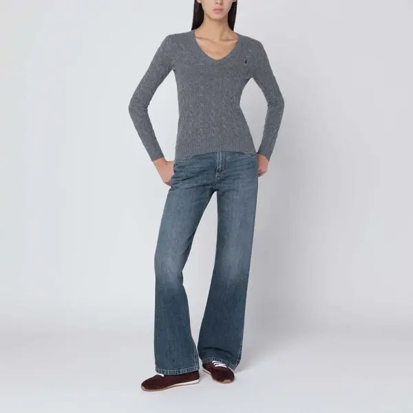 Polo Ralph Lauren Kimberly V-neck Jumper - Grey