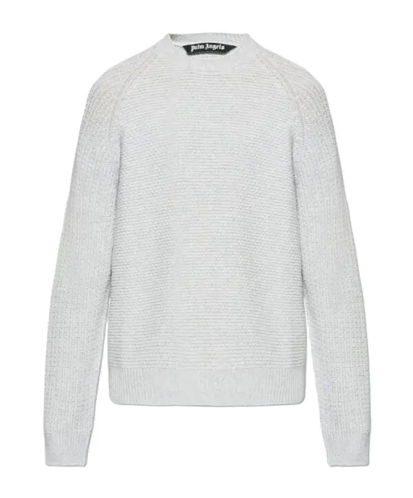 Palm Angels Curved Logo Knitted Jumper - Grey