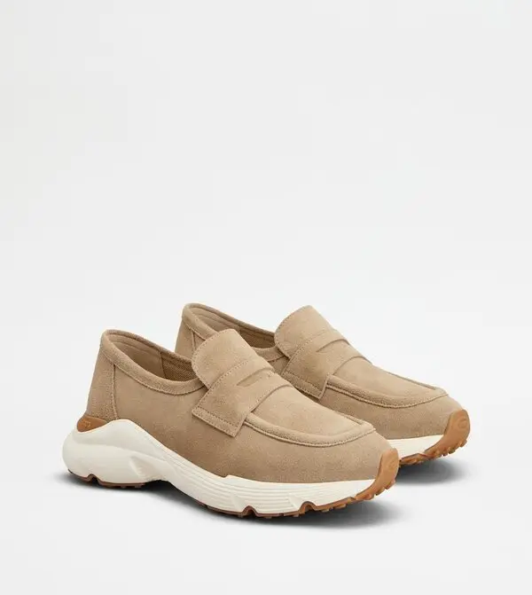 TOD'S Sporty Penny Bar Loafers - Nude