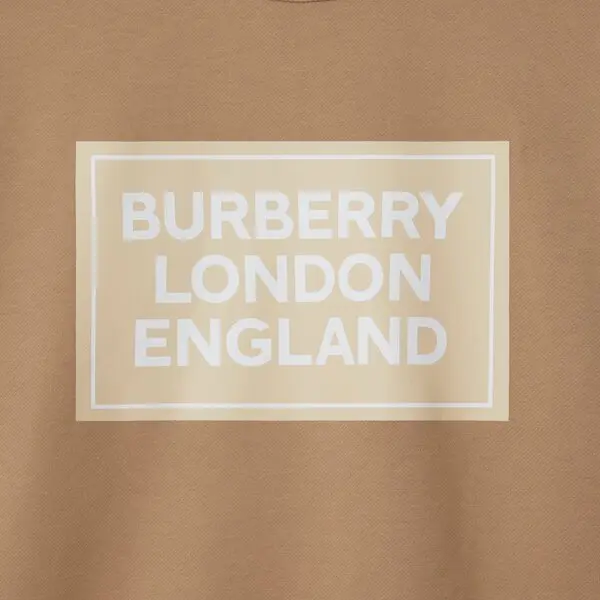 Burberry Crewneck Long Sleeve Hoodie With Contrast Logo - Camel