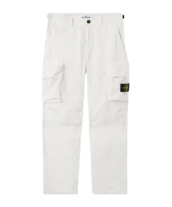 Stone Island Loose-fit Cargo Trousers With Adjustable Waistband - Ivory
