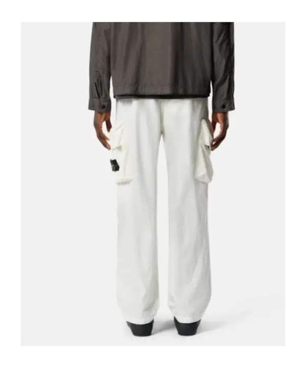 Stone Island Loose-fit Cargo Trousers With Adjustable Waistband - Ivory