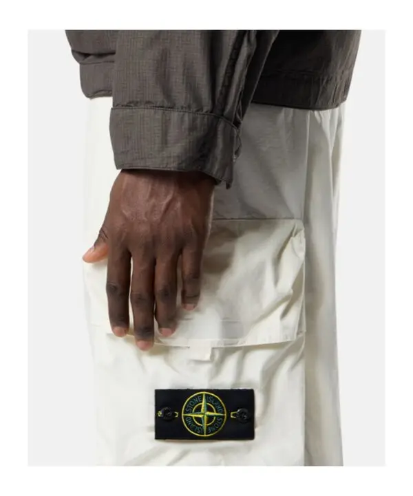 Stone Island Loose-fit Cargo Trousers With Adjustable Waistband - Ivory