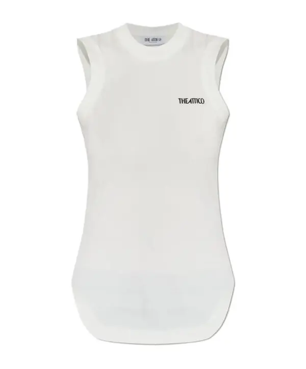 Attico Logo Embroidered Sleeveless Top - White
