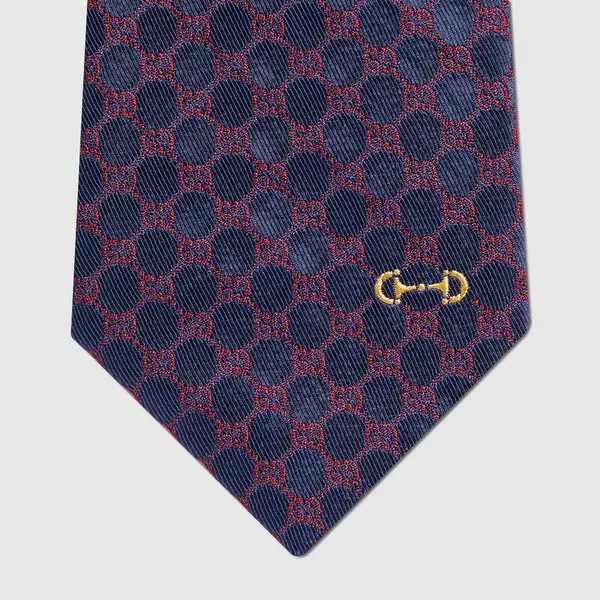 Gucci Gg Jacquard Neck Tie - Blue