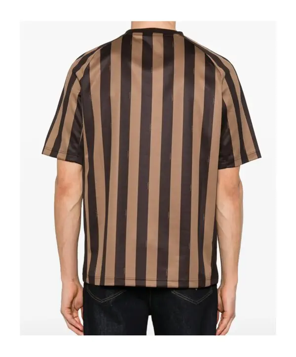 Fendi V-neck Striped T-shirt - Black