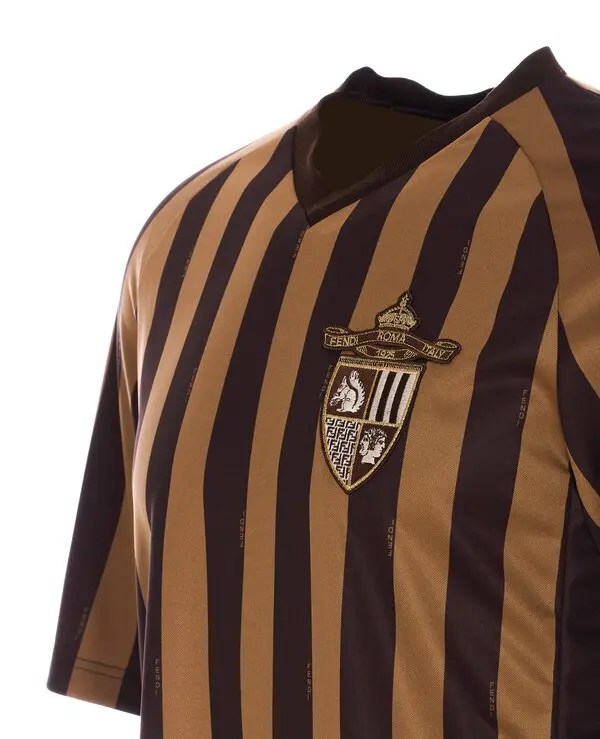 Fendi V-neck Striped T-shirt - No