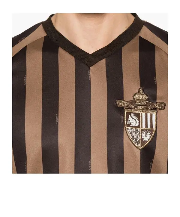 Fendi V-neck Striped T-shirt - No