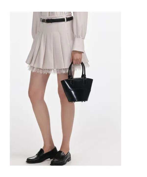 SELF-PORTRAIT Pleated Mini Skirt With Lace Trim