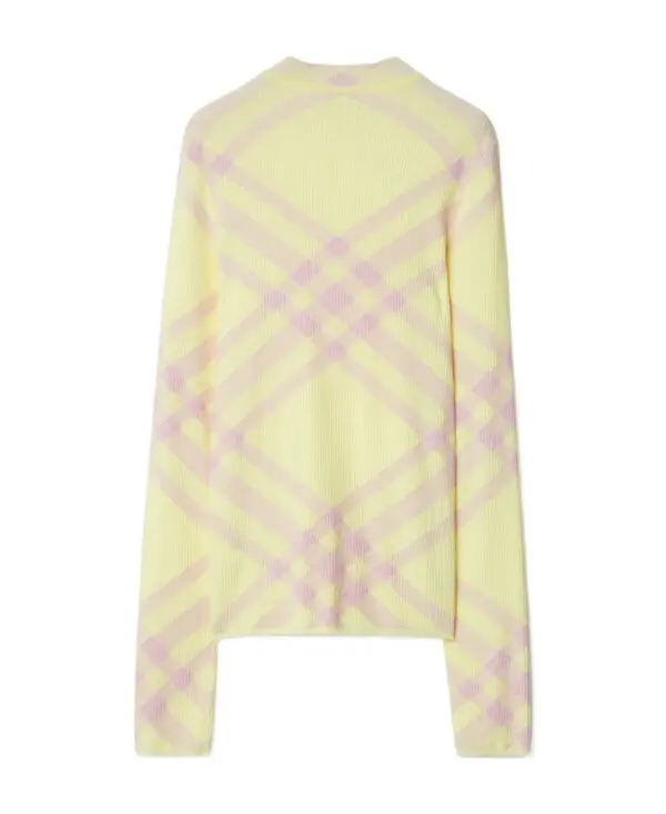 Burberry Check-pattern Ribbed-knit Crewneck Jumper - Nude
