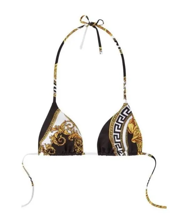 Versace Barocco-print Halterneck Bikini Top - Black