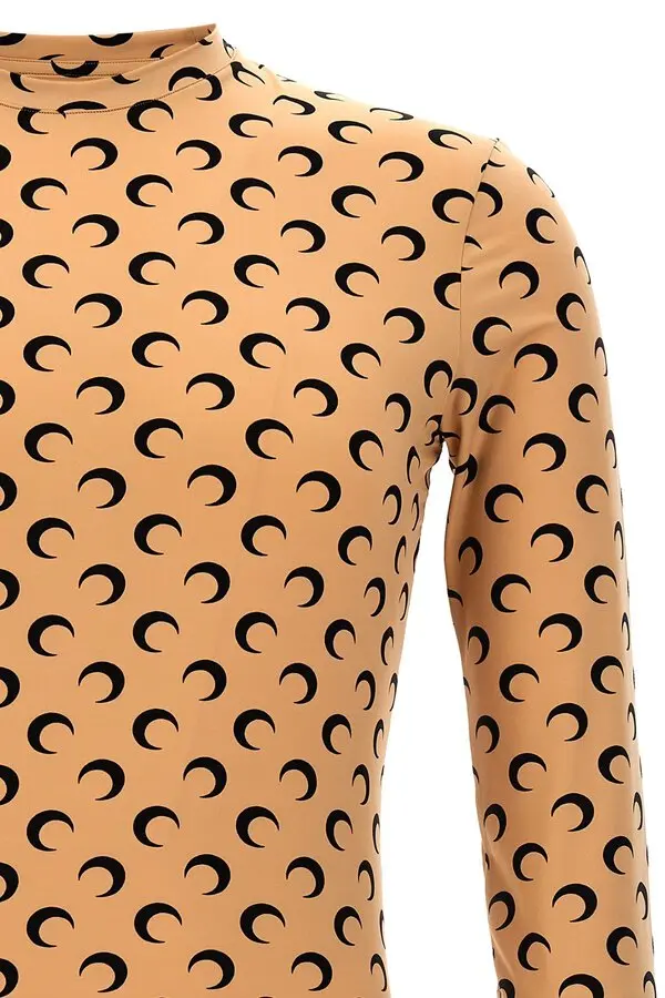 MARINE SERRE Long Sleeve T-shirt - Nude
