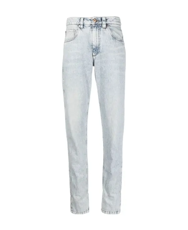 Brunello Cucinelli Roll-cuff Straight Leg Jeans - White