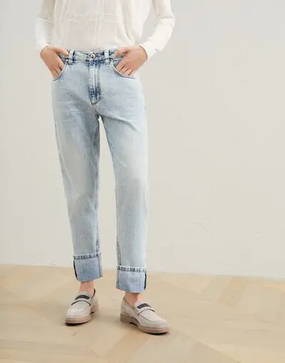 Brunello Cucinelli Roll-cuff Straight Leg Jeans - White