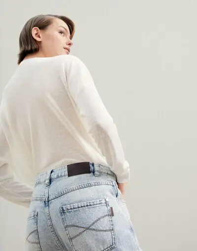 Brunello Cucinelli Roll-cuff Straight Leg Jeans - White