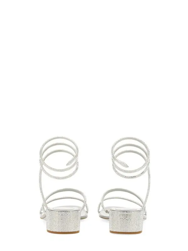 Rene Caovilla Embellished Open Toe Sandals - White
