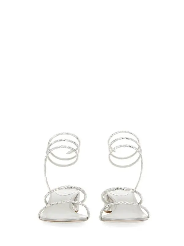 Rene Caovilla Embellished Open Toe Sandals - White