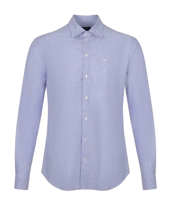 Emporio Armani Logo Embroidered Striped Shirt