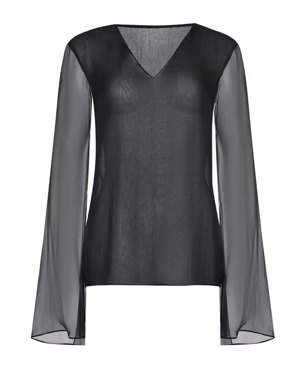 Alberta Ferretti V-neck Long Sleeve T-shirt
