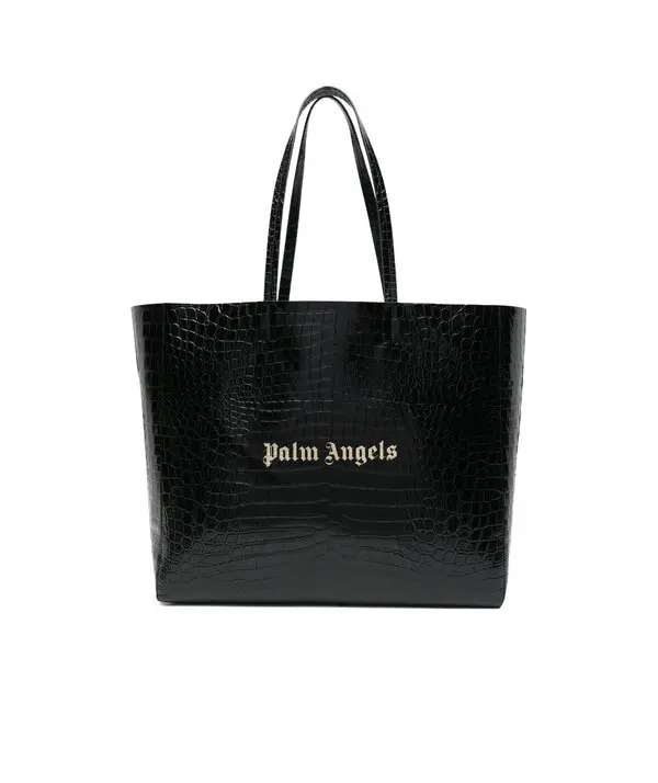 Palm Angels Logo Printed Large Tote Bag - Black