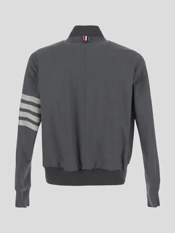 Thom Browne 4-bar Zipped Bomber Jacket - Medium Gray