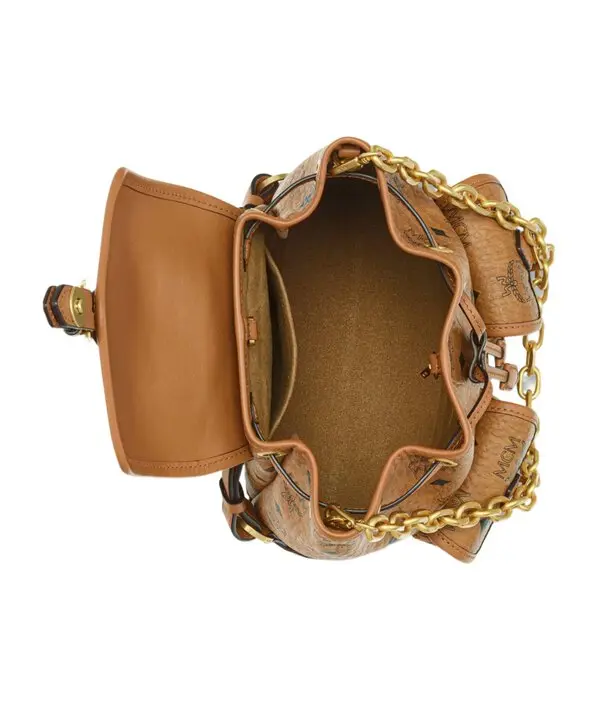 Mcm Aren Drawstring Mini Backpack - Cognac