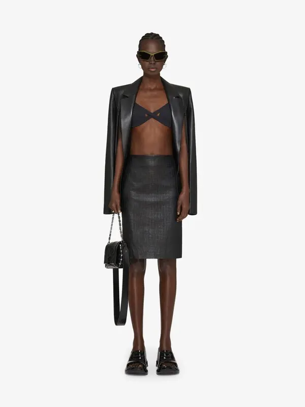 Givenchy 4g Embossed Leather Midi Skirt