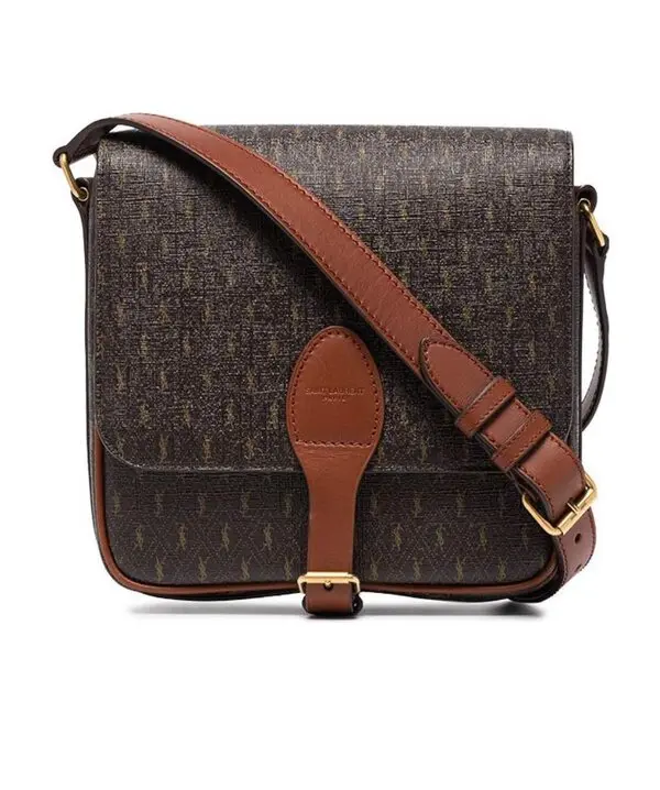 Saint Laurent Monogram-print Messenger Bag - Brown