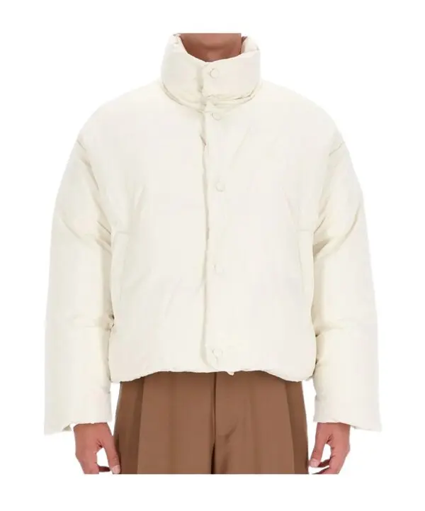 Ami Button Funnel-neck Jacket - White