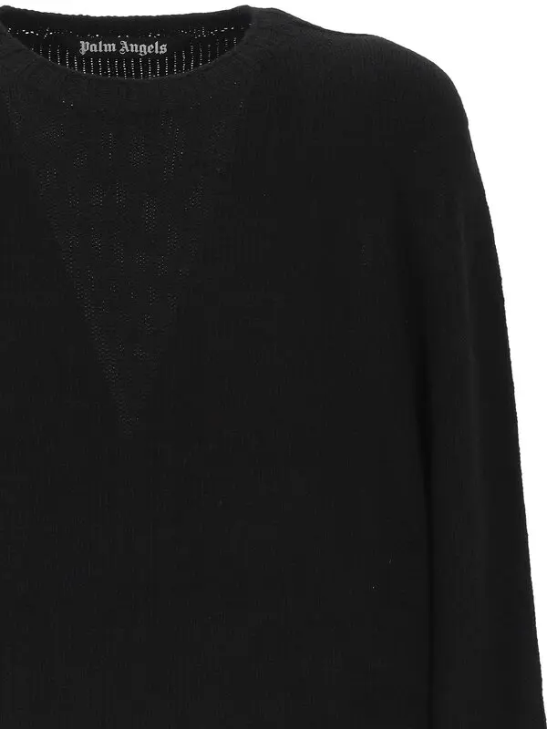 Palm Angels Crew Neck Knit Sweater - Black