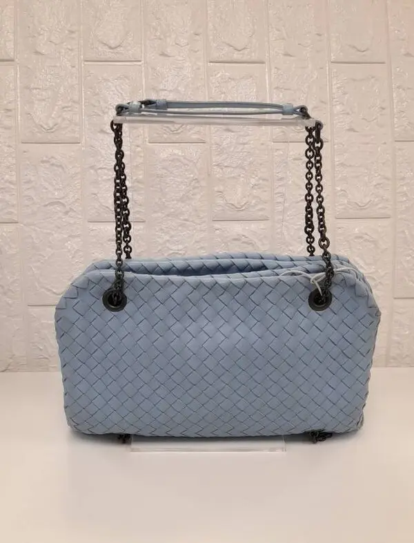 Bottega Veneta Woven Shoulder Bag With Chain Strap