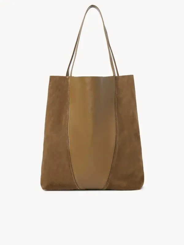 Chloé Large Tote Bag With Chain Detail - Deep Khaki