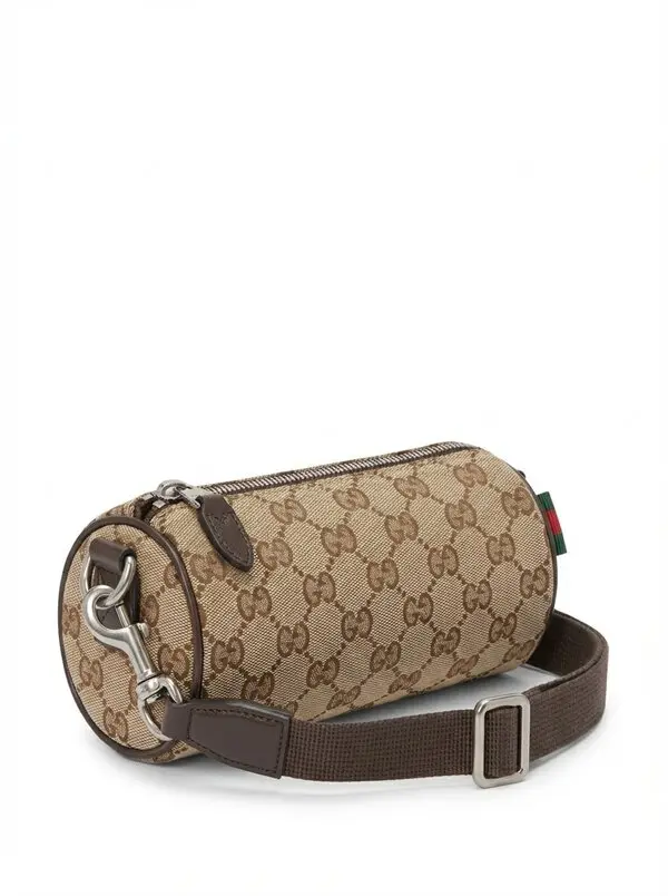 Gucci Monogrammed Cylinder Crossbody Bag - Beige And Dark Brown