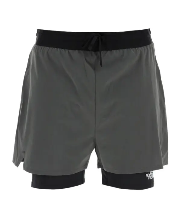 The North Face Logo Printed Drawstring Layered Shorts - Black