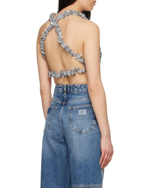 GANNI Sequin Embellished Halter Top - Multicolor