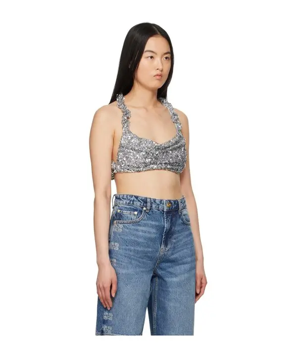 GANNI Sequin Embellished Halter Top