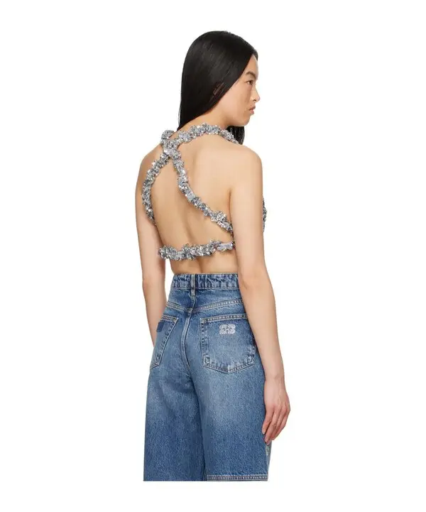 GANNI Sequin Embellished Halter Top
