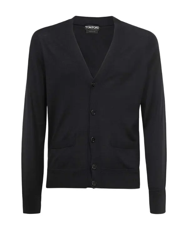 TOM FORD V-neck Cardigan With Rib Details - Black