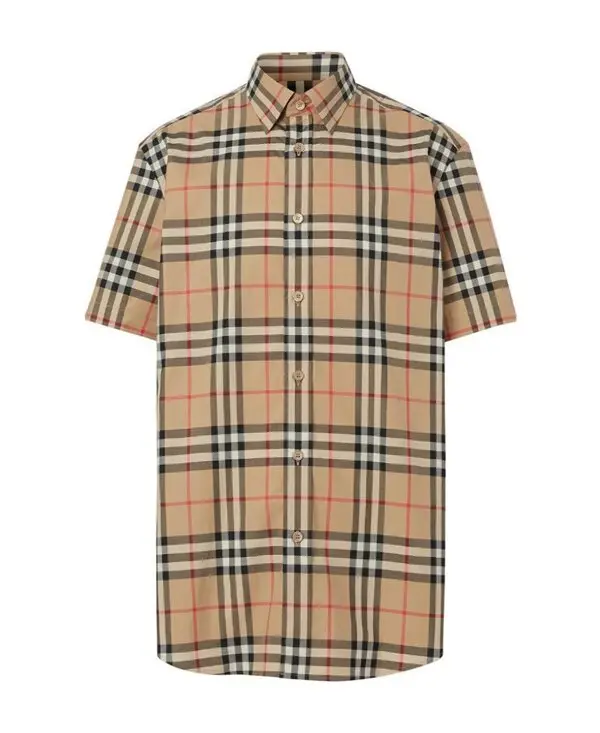 Burberry Vintage Check Print Short Sleeved Shirt - Nude
